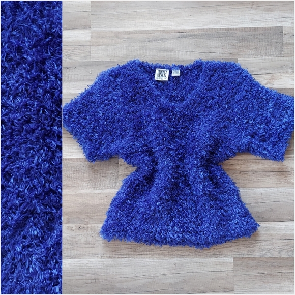 Vintage | Sweaters | Vintage 9s Fuzzy Blue Sweater Medium Large | Poshmark